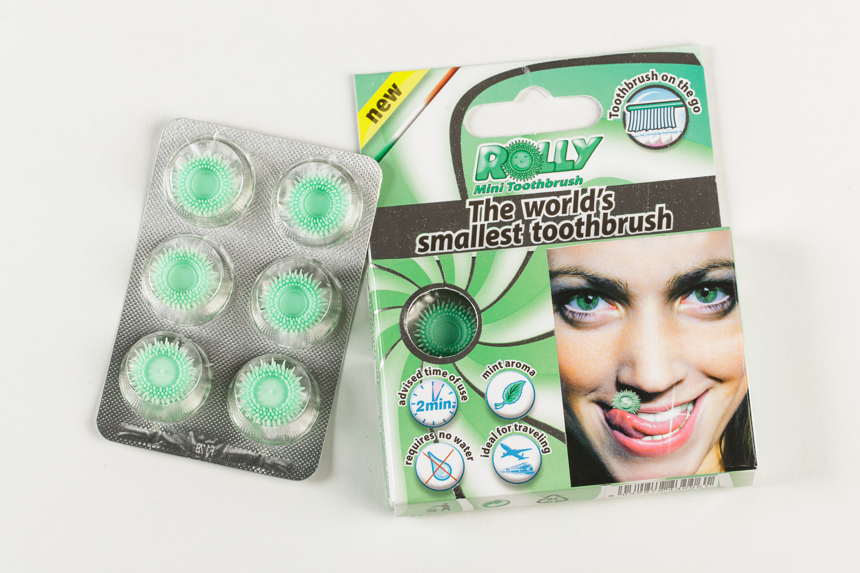 Rolly Brush Mint Mini Toothbrush 6 Pack Rolly Brush SA